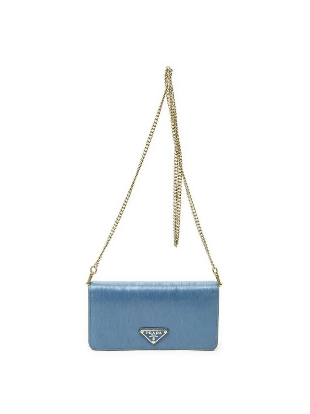 Prada | Bags | Prada Chain Wallet Blue Vitello Move | Poshmark